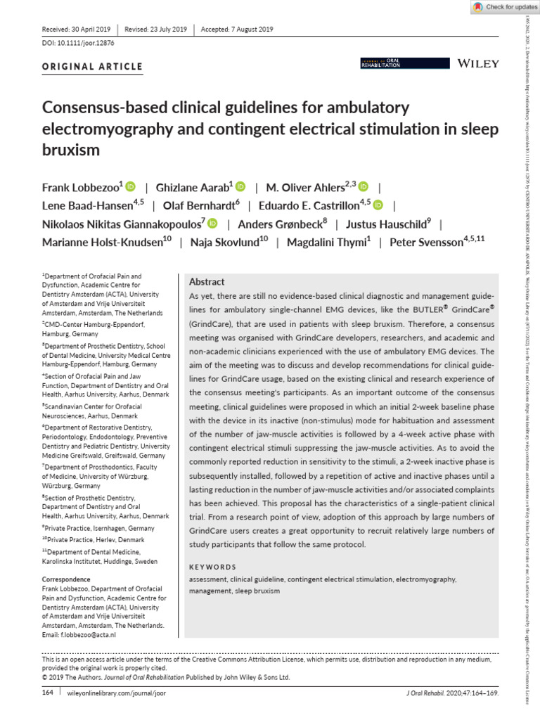 J of Oral Rehabilitation - 2019 - Lobbezoo - Consensus Based Clinical ...