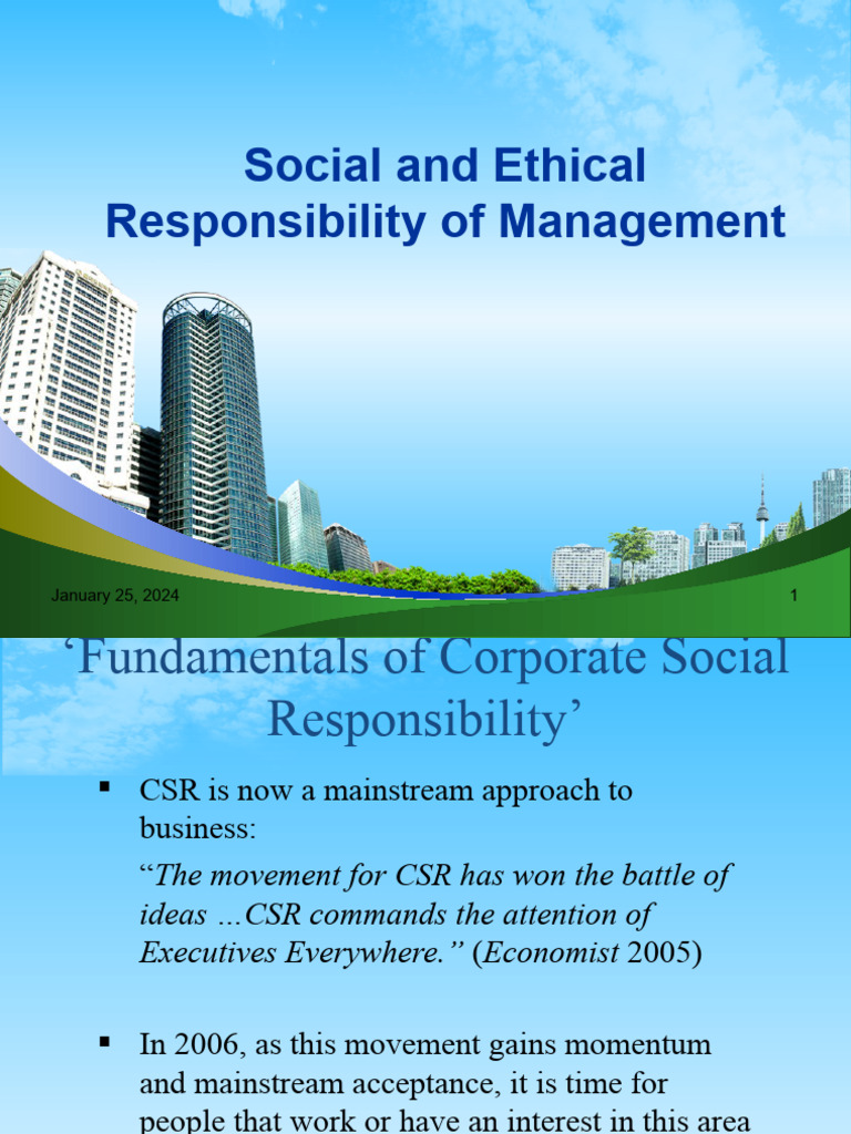 CSR Ethics in Management | PDF | Corporate Social Responsibility | Stakeholder (Corporate)