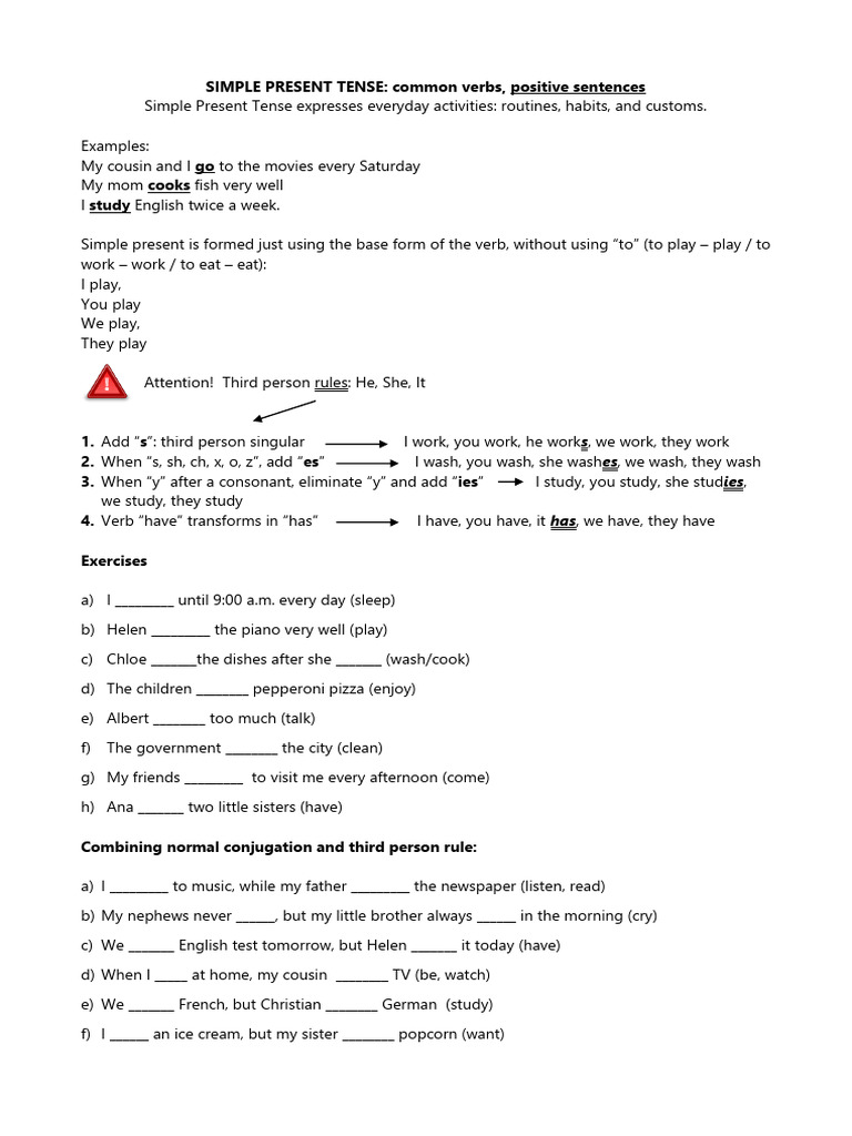 Third Person Rule. Simple Present | Download Free PDF | Syntax ...