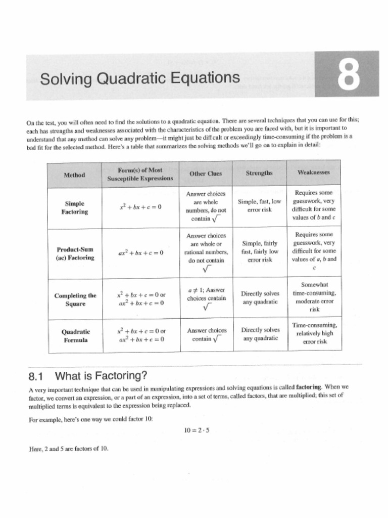 Chapter 8 Quadratic | PDF