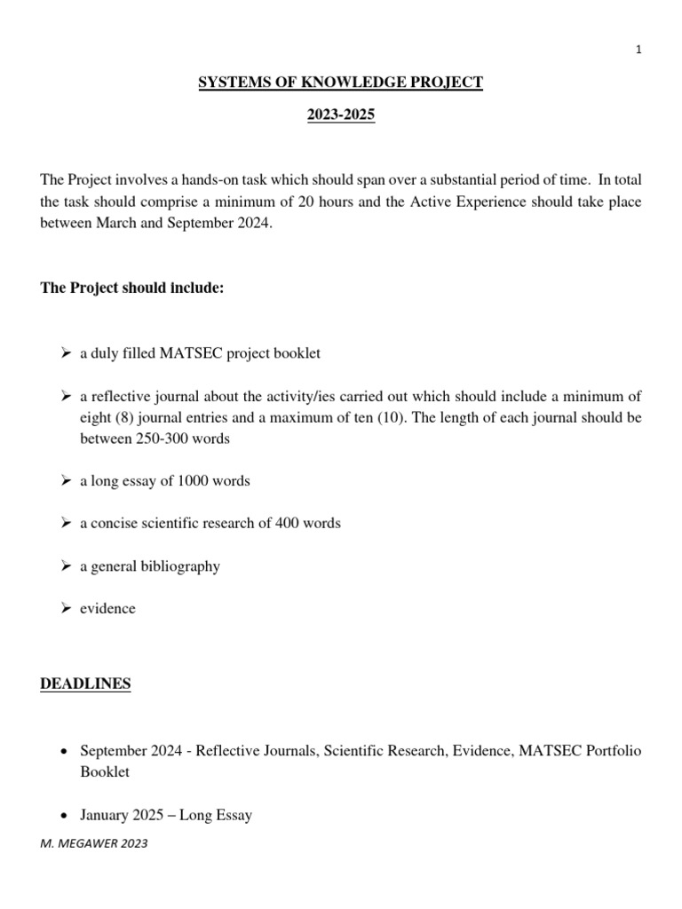 SOK Project Guidelines 2025 | PDF