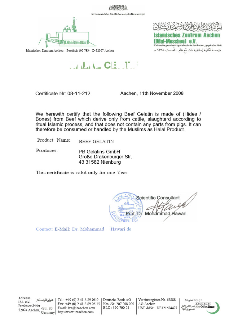 Halal Cert Cover Letter P Capsules | PDF | Meat | Foods