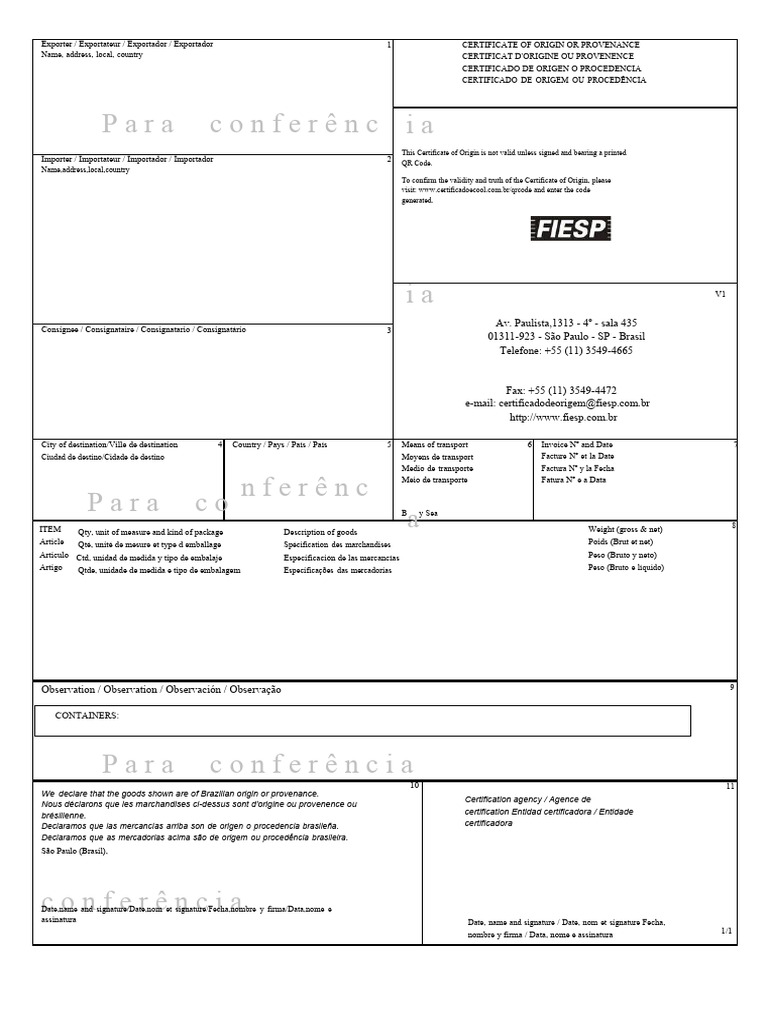 Certificado de Origem | PDF