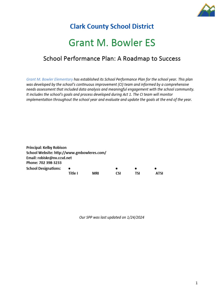 Bowler, Grant ES SPP ES Roadmap | PDF | Teachers | Differentiated ...