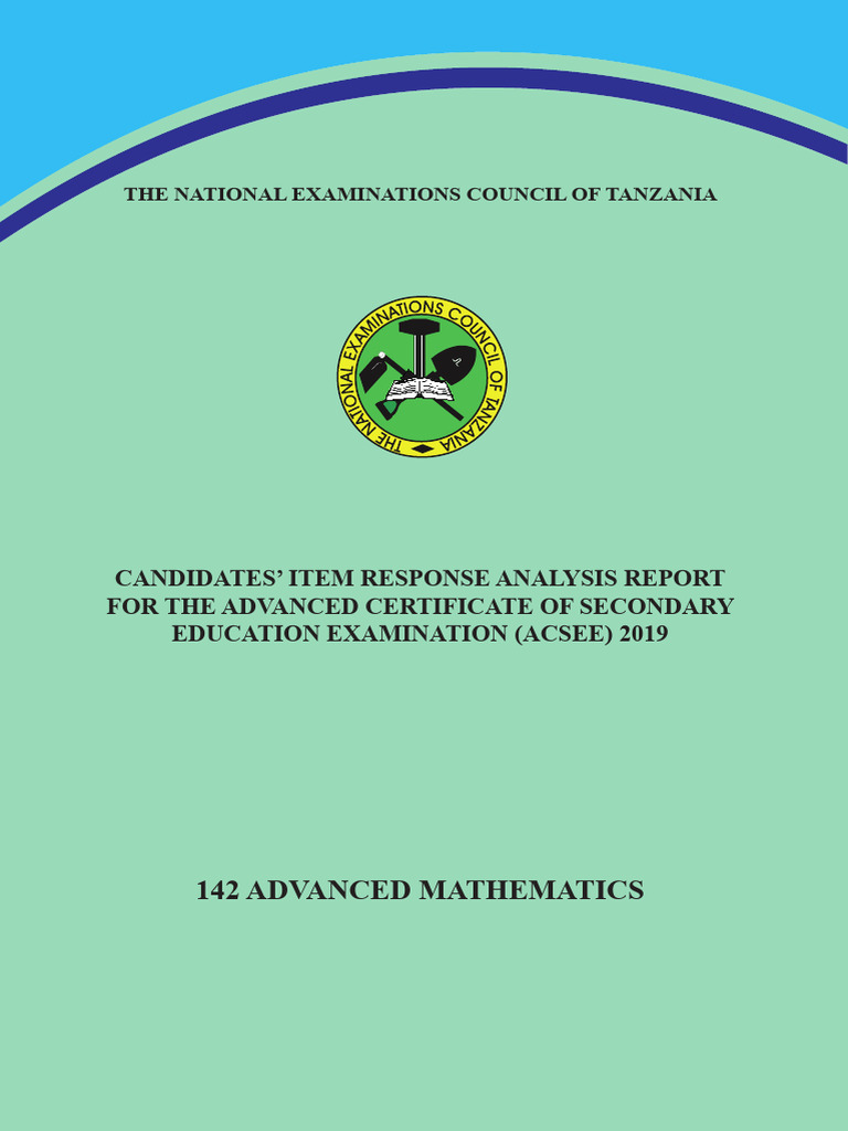 2019 ACSEE Advanced Mathematics Report | PDF | Asymptote | Mathematical ...