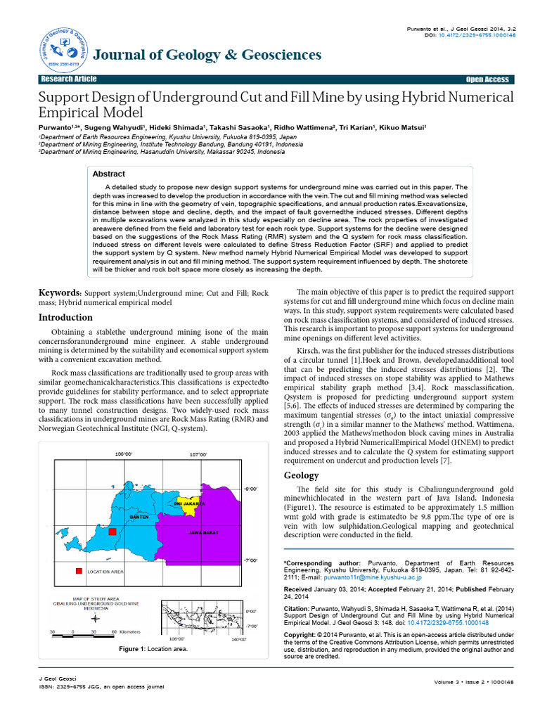 Support Design of Underground Cut and Fill Mine by Using Hybrid Numerical Empirical Model 2329 ...