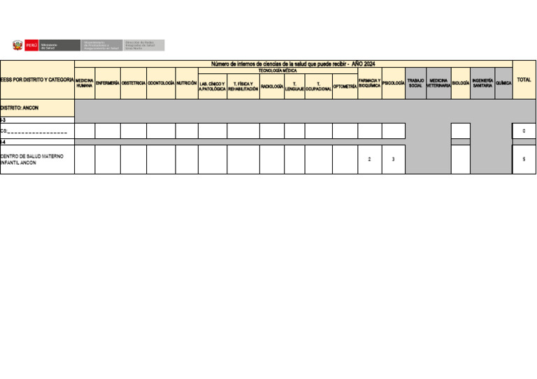 2024 Formato - Disponibilidad de CF Internado 2024 - DLN | PDF