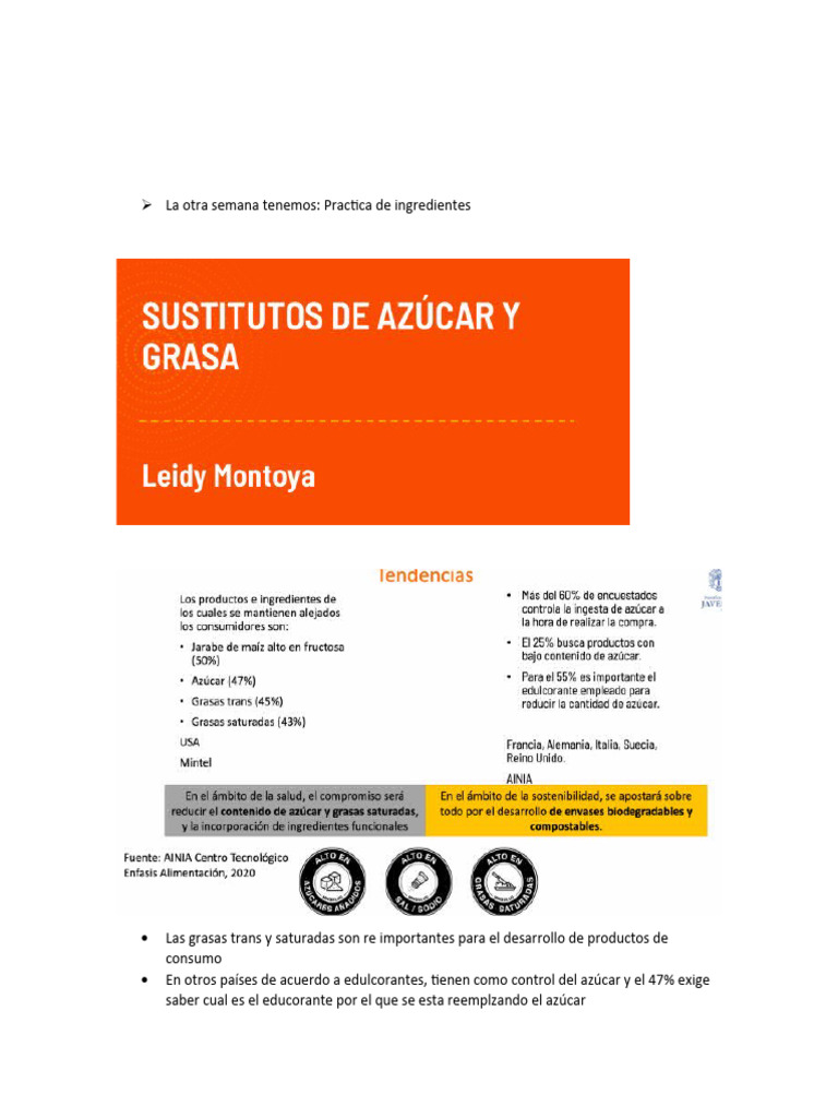 Sustitutos de Azúcar y Grasa | PDF | Azúcar | Dieta y nutrición