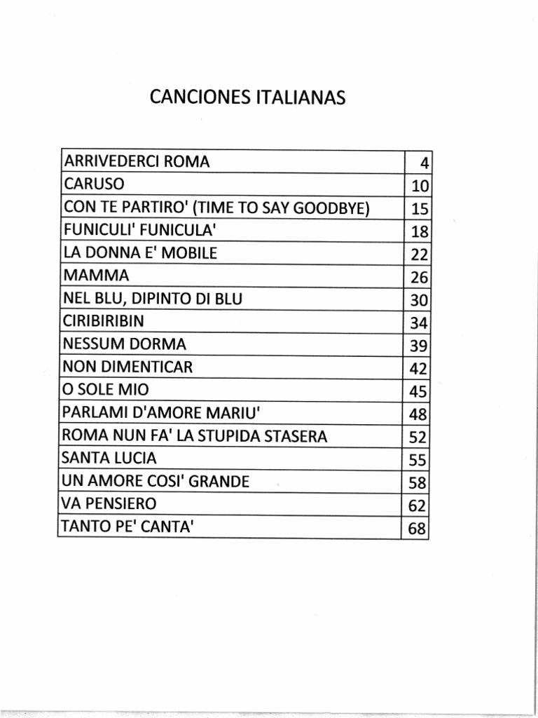 17 Canciones Italianas | PDF