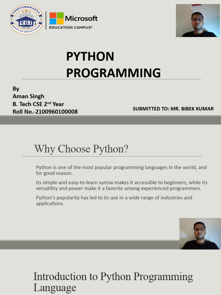 Aman Introduction to Python Programming Language | PDF Aman Introduction to Python Programming Language | PDF