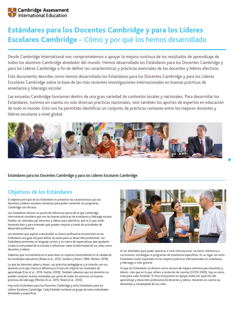 Estándares para Docentes y Líderes Cambridge | PDF | Enseñando ...