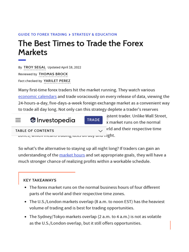 Best Times To Trade The Forex Markets - A Guide | PDF | Foreign ...