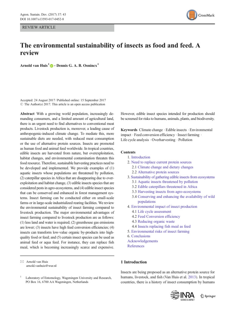 The Environmental Sustainability of Insects As Food and Feed. A Review ...