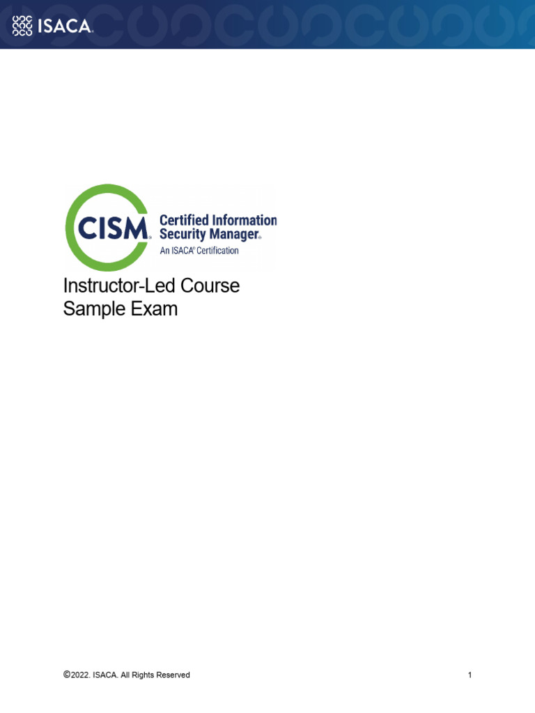 ISACA Instructor-Led Sample Exam | PDF | Information Security | Security