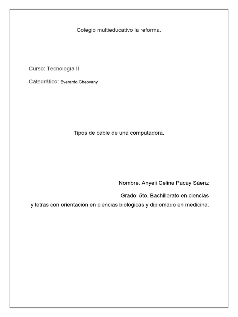 Tipos de Cable y Partes de Una Computadora | Descargar gratis PDF ... Tipos de Cable y Partes de Una Computadora | Descargar gratis PDF ...