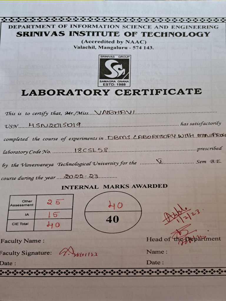 DBMS Lab Record | PDF
