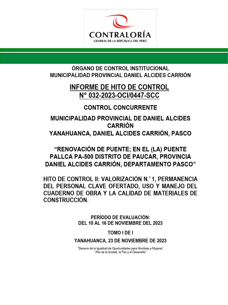 Informe de Hito de Control #032-2023-Oci-0447-Scc | PDF