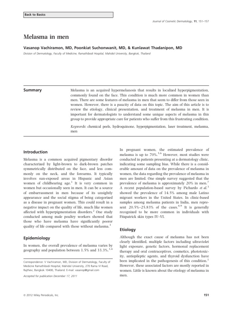 Melasma Men 2012 | PDF | Dermatology | Medical Specialties