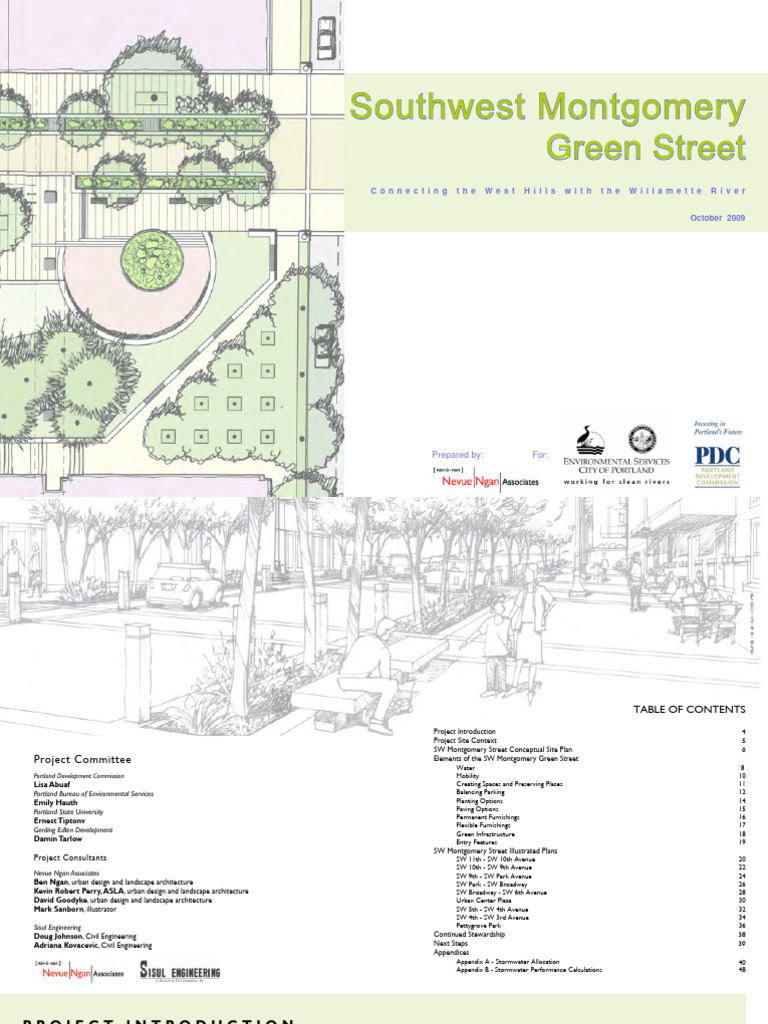 SW Montgomery Green Street Project Plan | PDF | Street | Stormwater