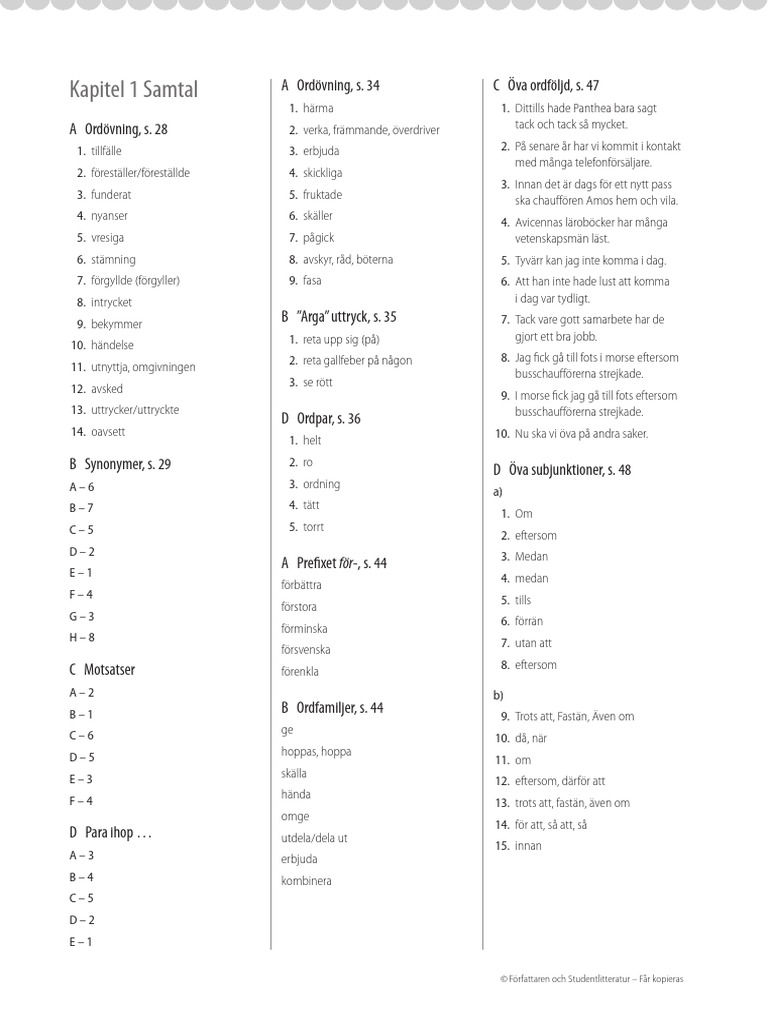 Sprakporten BAS Textbok Facit | PDF