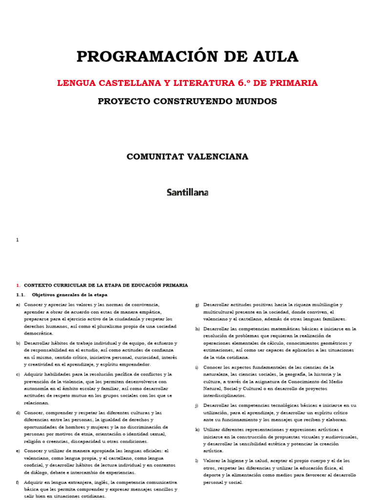 Lengua y Literatura 6.º Primaria | PDF | Aprendizaje | Evaluación