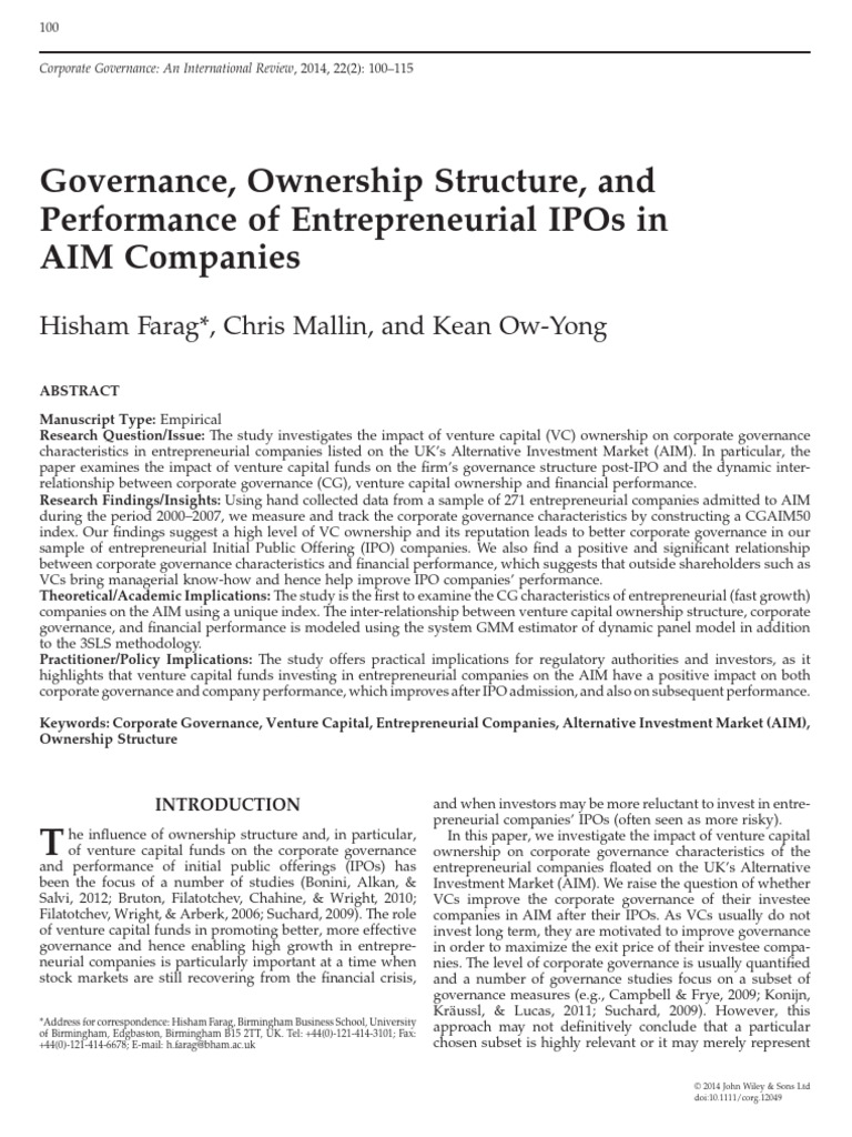 Farag Governance Ownership Structures | PDF