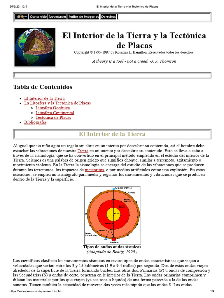 El Interior de La Tierra y La Tectónica de Placas | PDF | Placas tectónicas | Corteza (Geología)