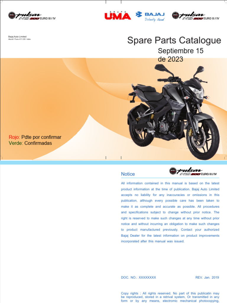 Pulsar 200 NS Spare Parts Catalogue | PDF | Anti Lock Braking System ...