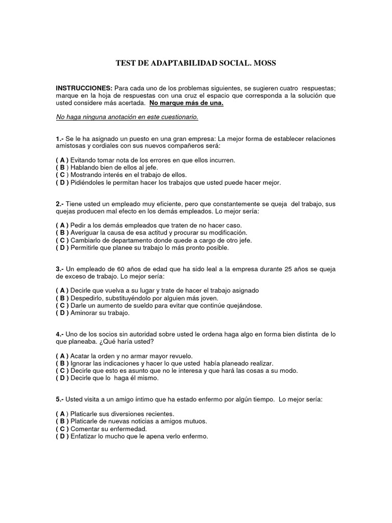TEST DE MOSS | PDF