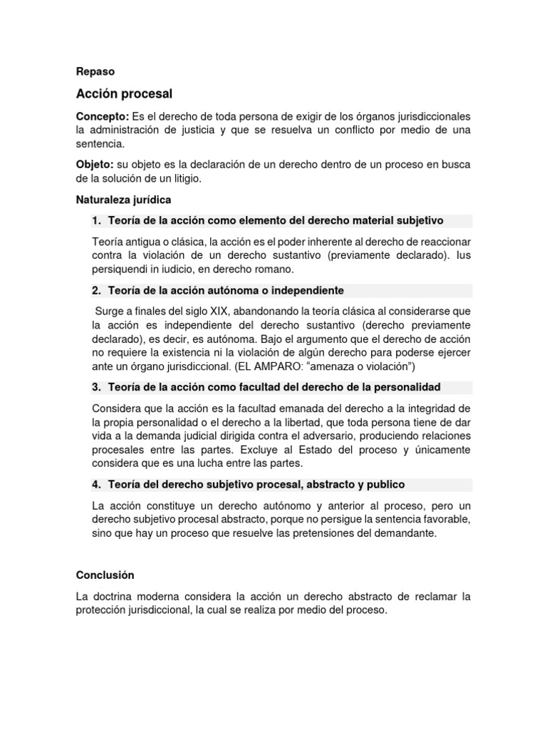 Teorías y Clasificación de la Acción Procesal | PDF | Jurisdicción ...