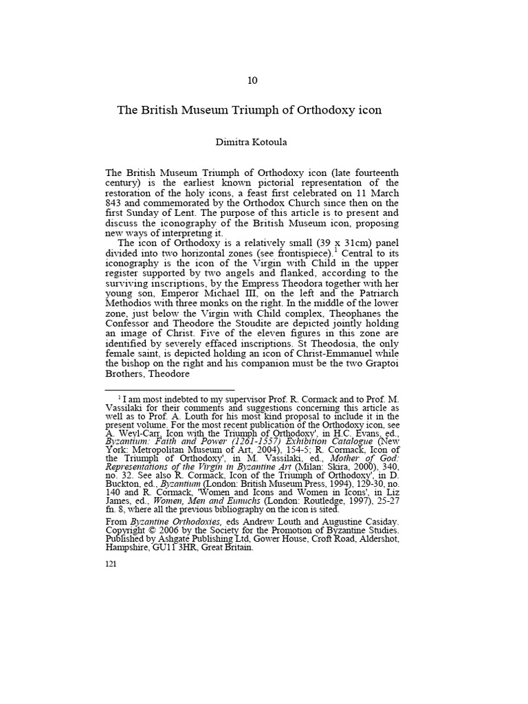 Dimitra Kotoula The British Museum Trium | PDF | Icon | Eastern Orthodox Church