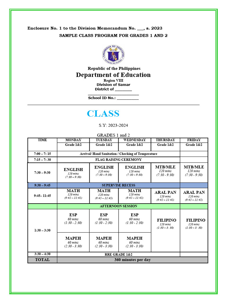 MG-CLASS-PROGRAM-TEMPLATE-1 | PDF | Southeast Asia | Government ...