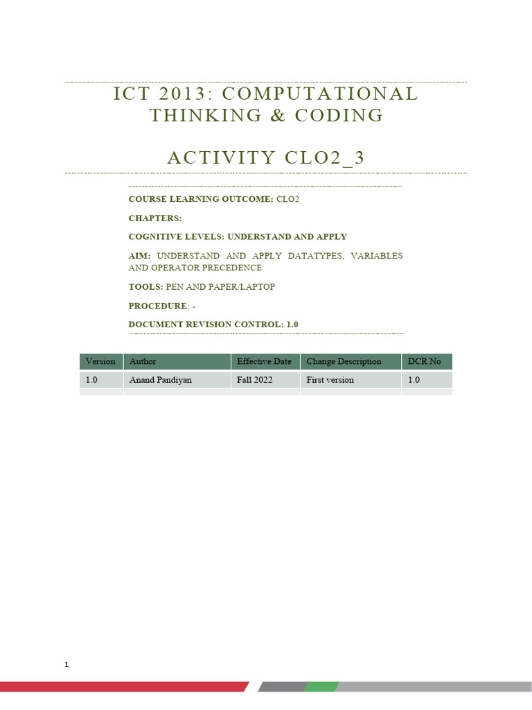 CLO2 - Week 03 Activities | PDF | Games & Activities | Teaching Methods & Materials