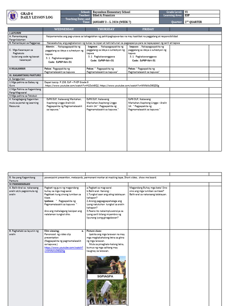 DLL - Esp 6 - Q2 - W7 | PDF