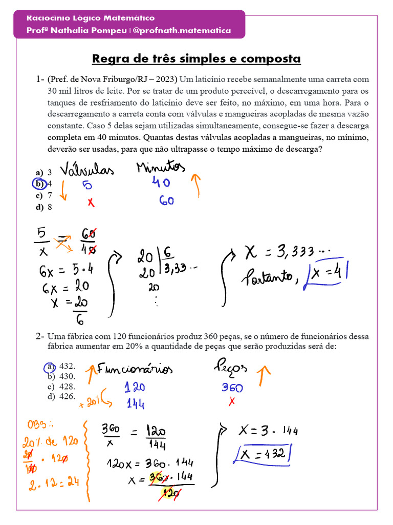 Regra de Três Simples e Composta - Resolvido | PDF | Tecnologia e ...