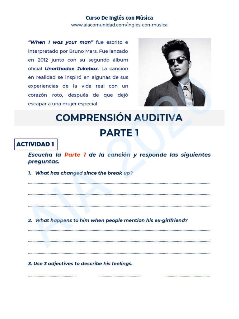 PDF When I Was Your Man - Spanish Version | PDF | Lingüística