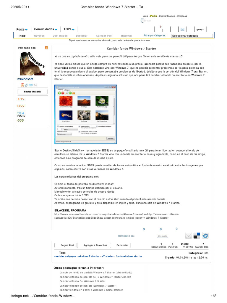 Cambiar Fondo Windows 7 Starter - Taringa! | PDF | Windows 7 | Ordenador portátil