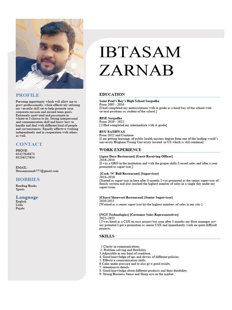My CV 1 | PDF | Communication | Cognition