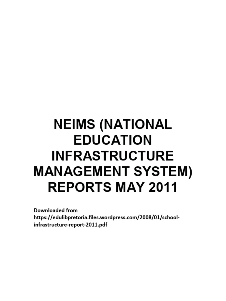 NEIMS School Infrastructure Report 2011 | PDF | Toilet | Schools
