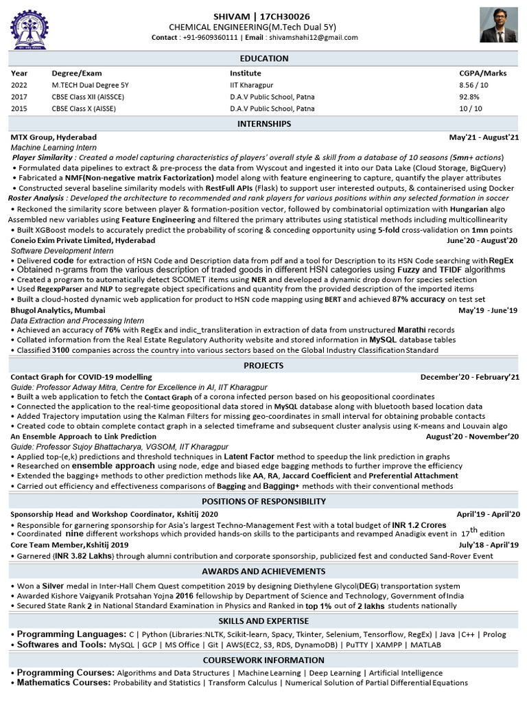 Shivam Resume v1 | PDF | Computing | Applied Mathematics Shivam Resume v1 | PDF | Computing | Applied Mathematics