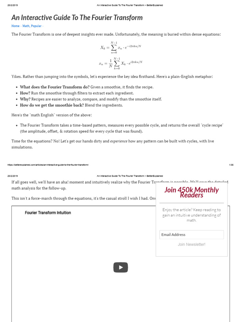 An Interactive Guide To The Fourier Transform - BetterExplained | PDF ...