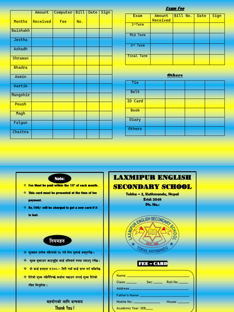 Bill Card color | PDF | Payments | Services (Economics)