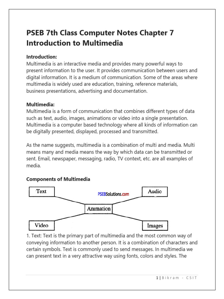Chapter 7 Introduction To Multimedia | PDF | Multimedia | Video Chapter 7 Introduction To Multimedia | PDF | Multimedia | Video