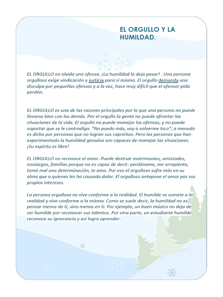 Orgullo, Humildad y Perdón | PDF