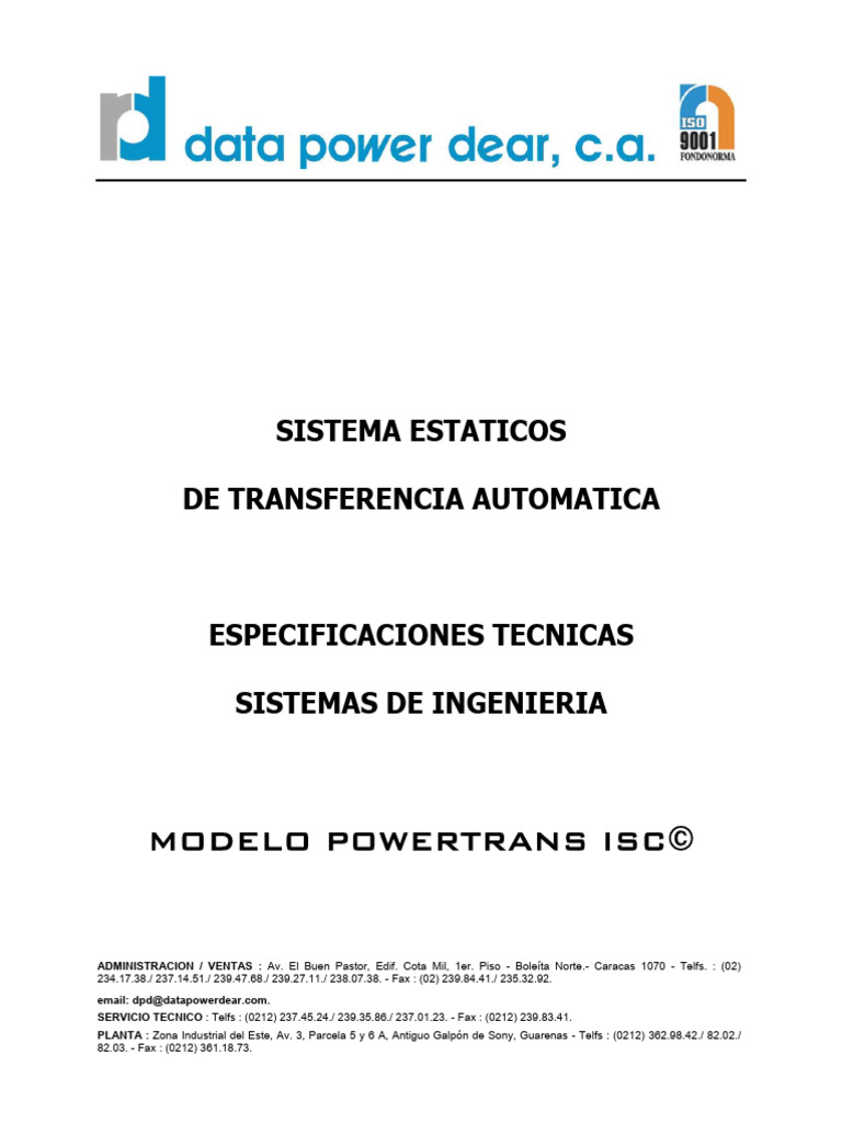 Especificaciones POWERTRANS ISC, Español Completas | PDF | Electricidad ...
