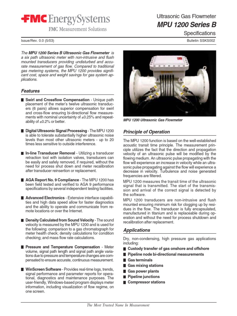 Specification MPU1200-Series-B ssks002 | PDF | Flow Measurement ...