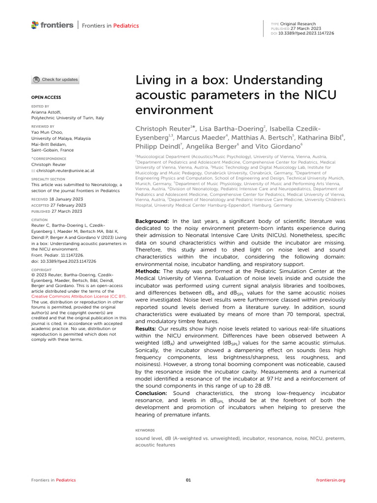 Living in A Box - Understanding Acoustic Parameters in The NICU ... Living in A Box - Understanding Acoustic Parameters in The NICU ...