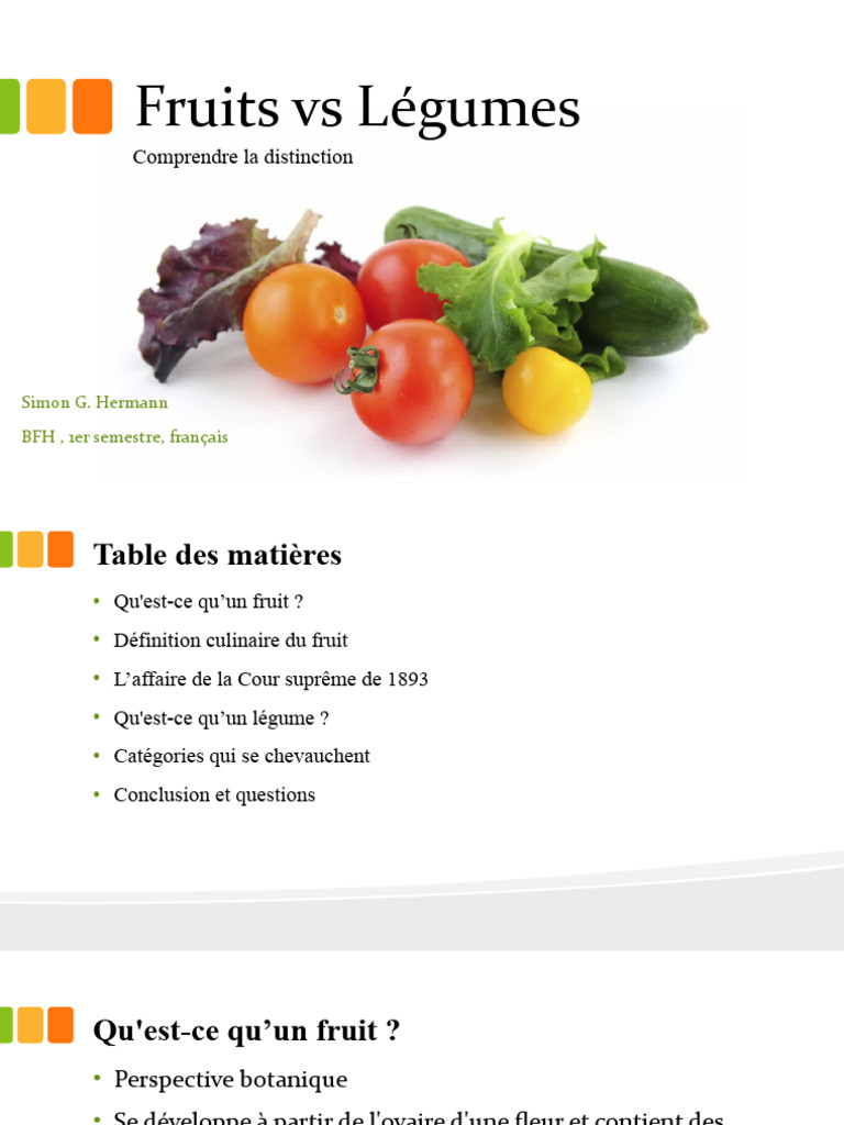 Fruits Vs Légumes | PDF