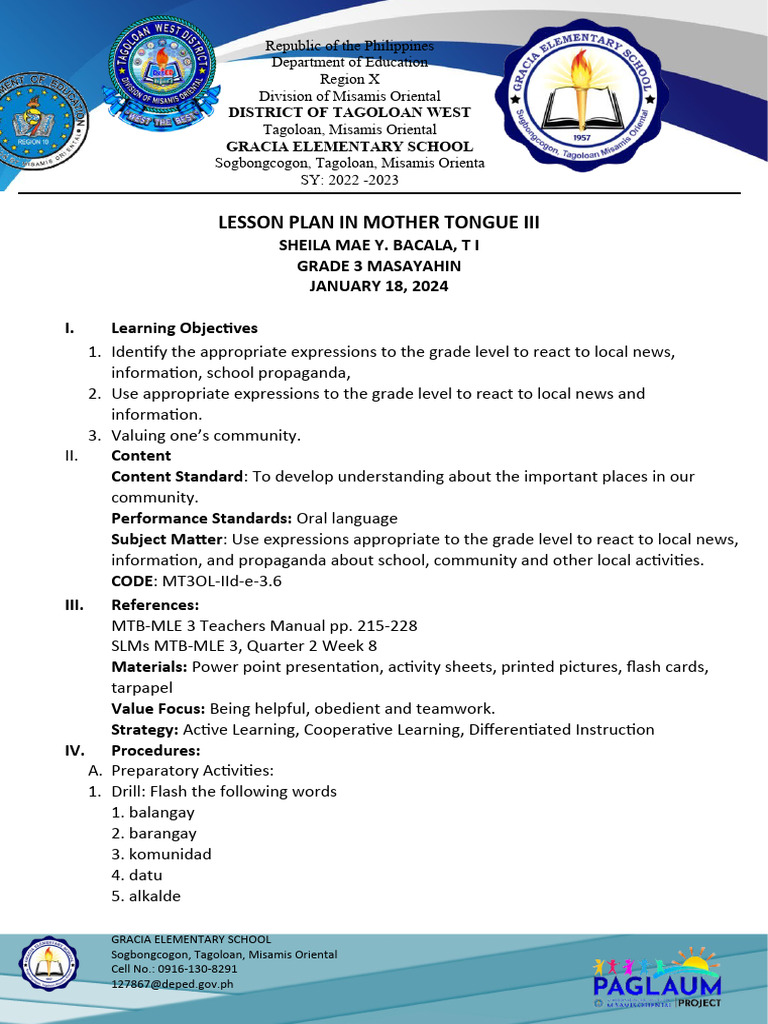 Lp Cot Mtb3q2 | PDF | Learning | Human Communication