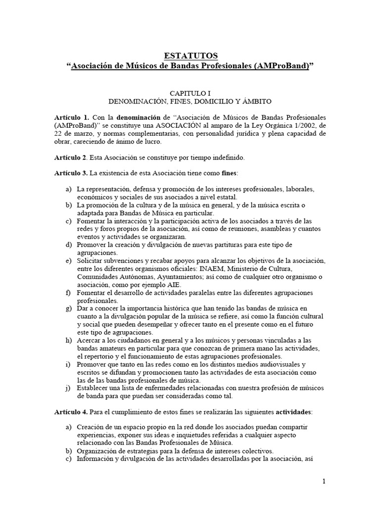 Estatutos AMPro Band | PDF